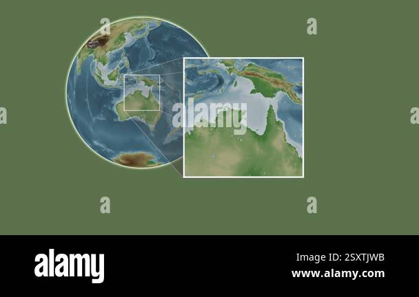 Bickerton Island. Presentation of the location on a colored elevation ...