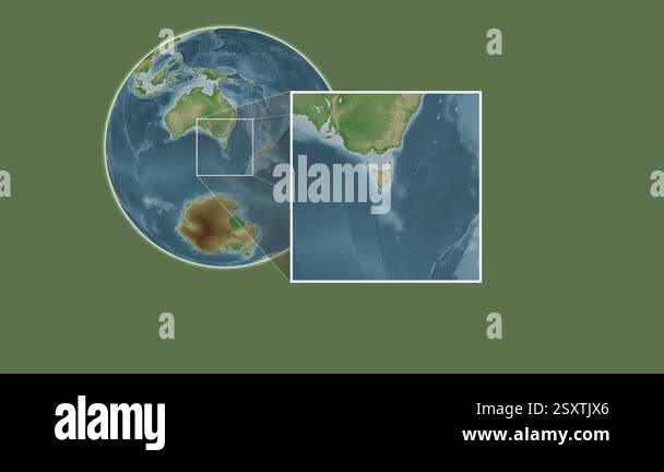 Bruny Island. Presentation of the location on a colored elevation map ...