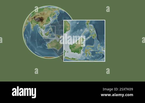 Pulau Bum Bum Island. Presentation of the location on a colored ...