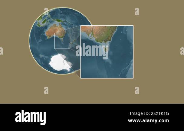 Bruny Island. Presentation of the location on a satellite map using a ...