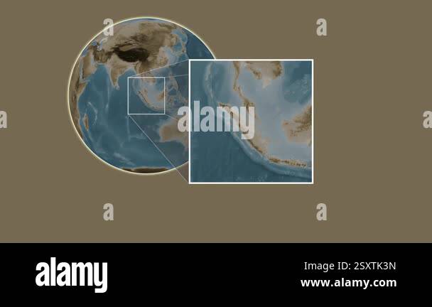 Pulau Bengkalis Island. Presentation of the location on a sepia colored ...
