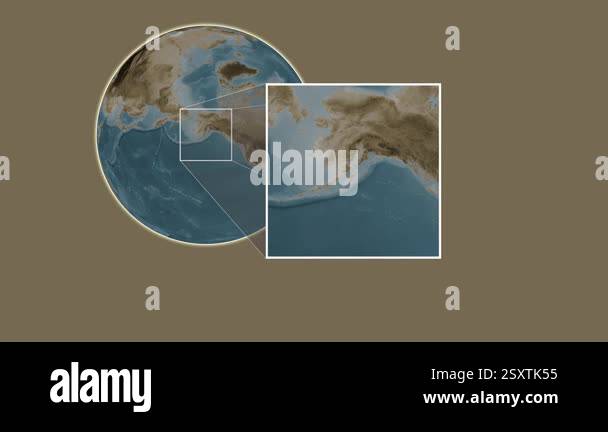 Ban Island. Presentation of the location on a sepia colored elevation ...