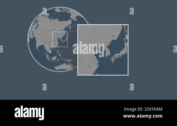 Baengnyeongdo Island. Presentation of the location on a steel colored ...