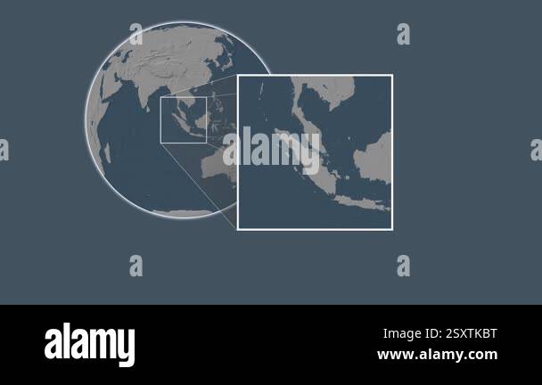 Pulau Bengkalis Island. Presentation of the location on a steel colored ...