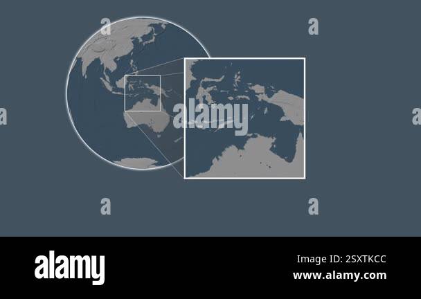 Pulau Babar Island. Presentation of the location on a steel colored ...