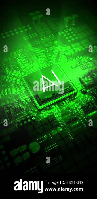 Artificial intelligence - AI word on computer processor - green color ...