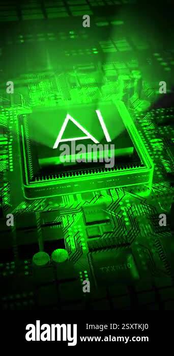 Artificial intelligence - AI word on computer processor - green color ...