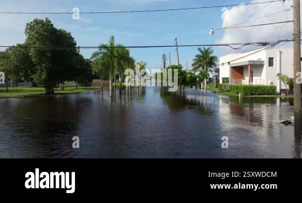 Flooded houses from hurricane Milton rainfall water in Punta Gorda ...