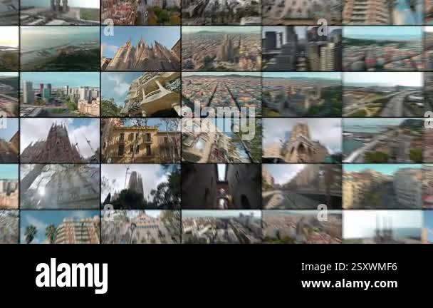 Video collage of different shots of the architecture of the historical ...
