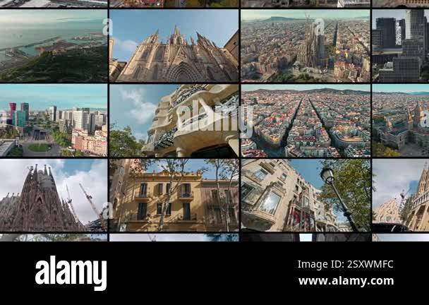 Video collection of Barcelona historical landmarks and cityscapes. A ...