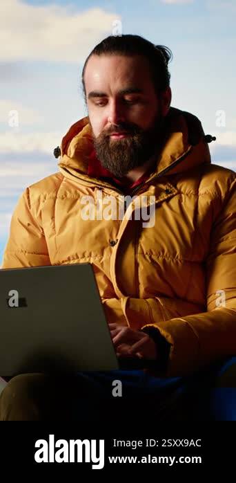 Vertical Video Workaholic explorer always connected and addicted to ...