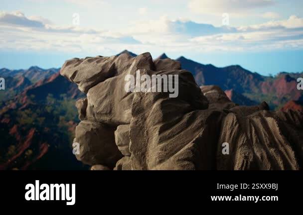 Dramatic alpine landscape featuring rugged rock formations and lush ...