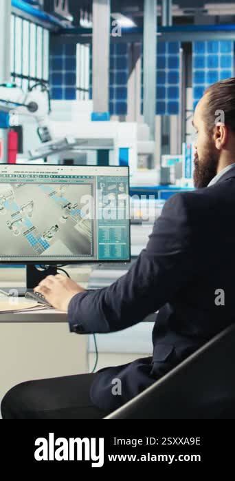 Vertical Video Photovoltaics Factory Supervisor Working With Solar