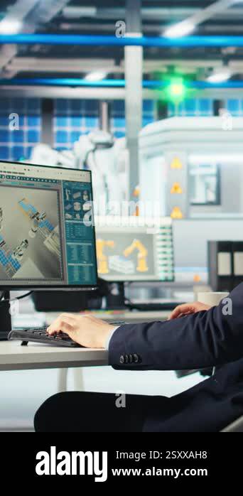 Vertical video Photovoltaics factory team leader gives workers tasks ...