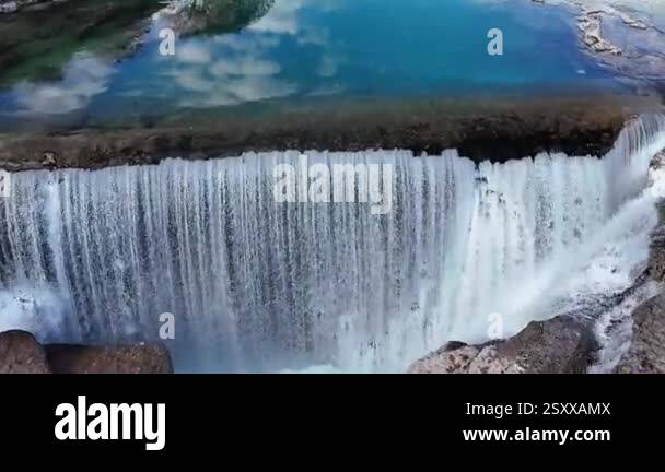 Niagara Waterfall on the river Cijevna on cloudy weather in Podgorica ...