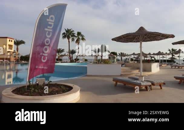 Marsa alam, egypt 9 february 2025: tranquil poolside scene at egyptian ...