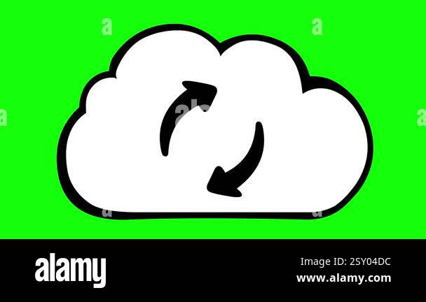 video animation drawing black and white icon internet update cloud ...