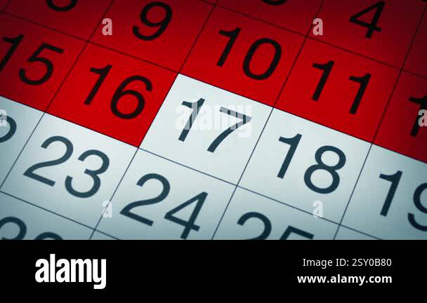 Calendar Days Turn Red And Pages Flip Stock Video Footage - Alamy