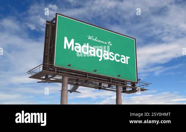 Welcome To Madagascar Road Sign. Airplane Landing Madagascar Stock ...