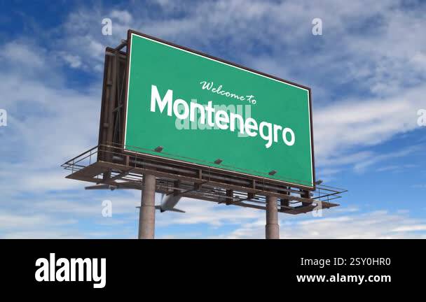 Welcome To Montenegro Road Sign. Airplane Landing Montenegro Stock ...