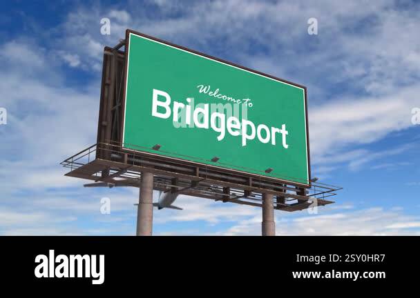Welcome To Bridgeport Road Sign. Airplane Landing Connecticut ...