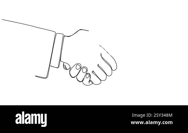 animated continuous single line drawing of two businessmen shaking ...