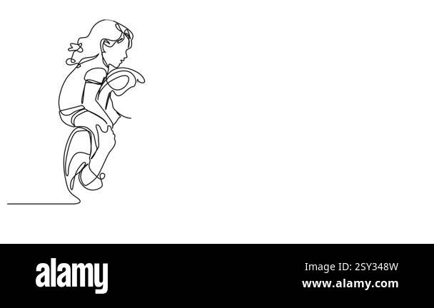 animated continuous single line drawing of mother carrying daughter on ...
