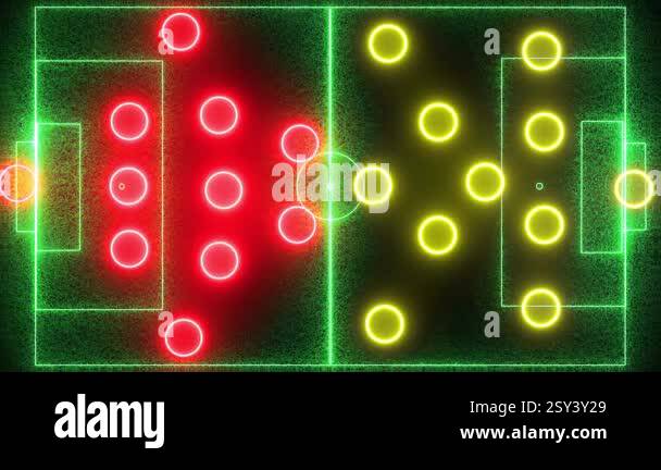 football strategy playbook animation red vs yellow team, tactics board ...