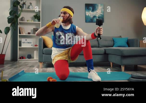 A vibrant indoor workout scene of a person lifting weights in colorful ...