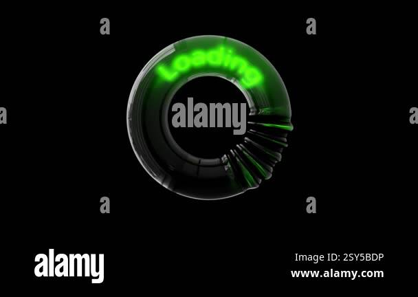 Loading Circle Ring. Letter word"Loading" neon RGB light It looks like donut. Animation seamless ...