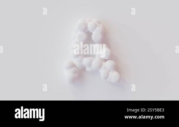 Spheres enlarged and crowded together to form letter font A. and Alpha ...
