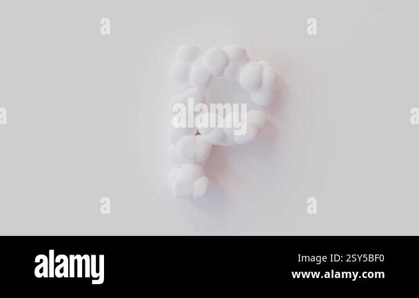 Spheres enlarged and crowded together to form letter font P. and Alpha ...
