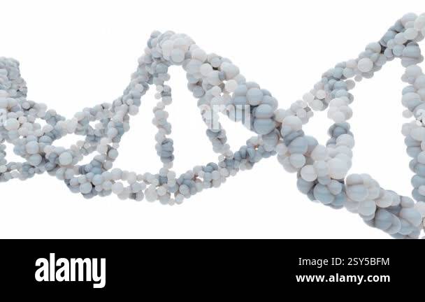 DNA molecule from particles on white background and green screen. can ...