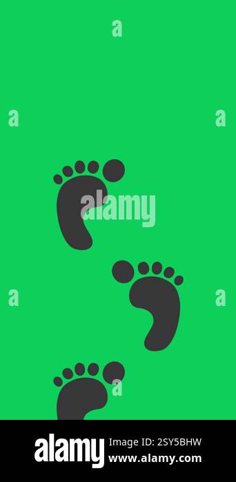 man footprints on green screen background. Black silhouette of ...