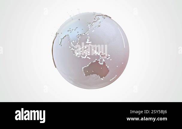 Earth globe white color on white background. Animation revolves around ...