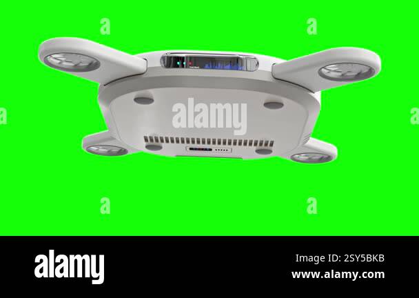 Drone white color flying close-up. Animation Loop On Green Screen. 3D ...