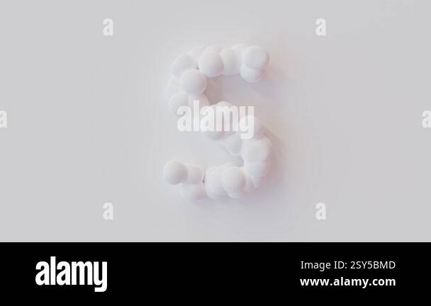 Spheres enlarged and crowded together to form letter font S. and Alpha ...