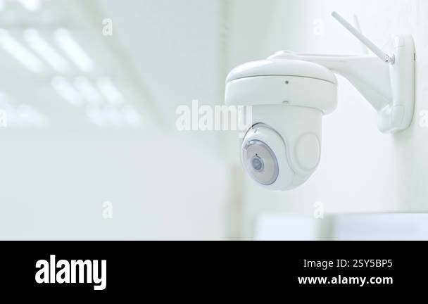 Cctv Security Camera Installed in white room or laboratory. Scan the ...