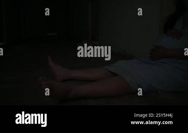 scary pregnant psycho female zombie posing in creepy hospital ...