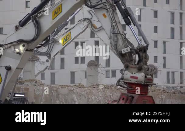 France, Bordeaux 01.20.2025, Building demolition excavator with ...