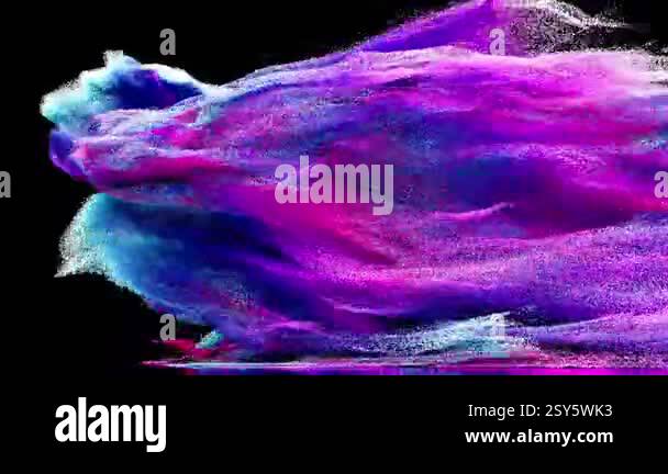 Abstract horse figure appears with fast moving multicolored particles ...