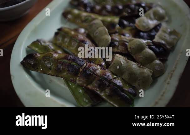 Boiled petai. typical Indonesian food. A type of stinky bean commonly ...