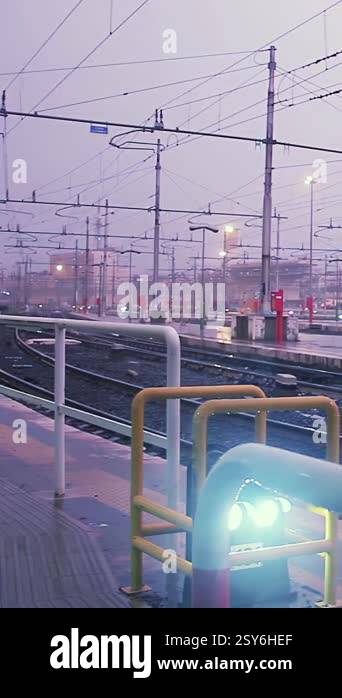 Railway Tracks with Overhead Wires at Roma Termini Station, Rome, Italy ...