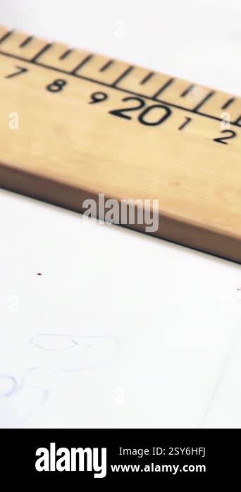 Close-up of Old Wooden Ruler on School Desk. 4K Resolution Stock Video ...