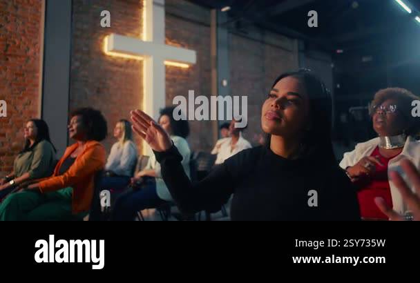 Hispanic woman of African descent with emotional expression, hands ...