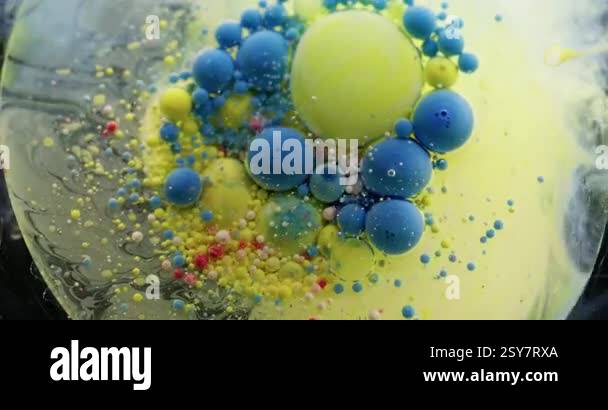 Paint blob. Acrylic bubble. Mix round pigment multicolor balls layer ...