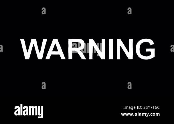 Word Warning showing up and disappearing on black background hand drawn ...