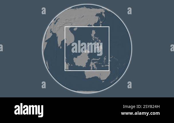 Pulau Banggi Island. Presentation of the location on a steel colored ...