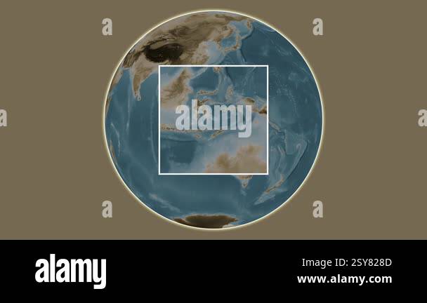 Pulau Binongko Island. Presentation of the location on a sepia colored ...