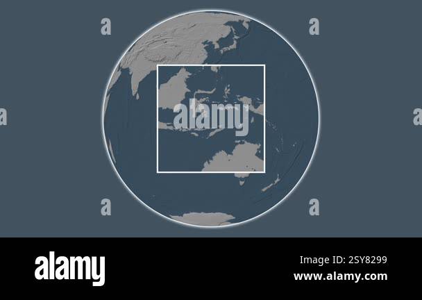 Pulau Binongko Island. Presentation of the location on a steel colored ...